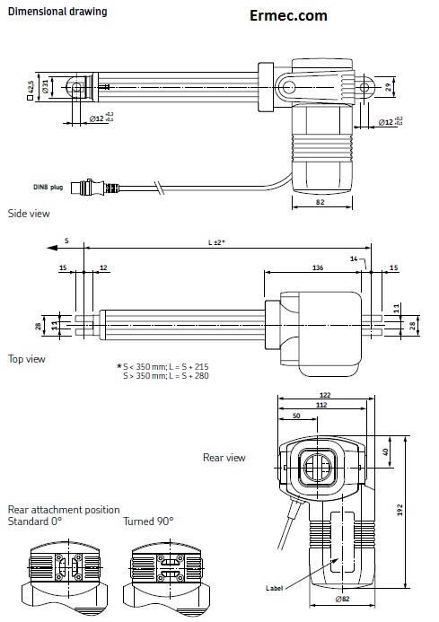 MAX32-A600880-C5100-000; MAX32 12VDC 8000N 600mm 5mm/s linear actuator
